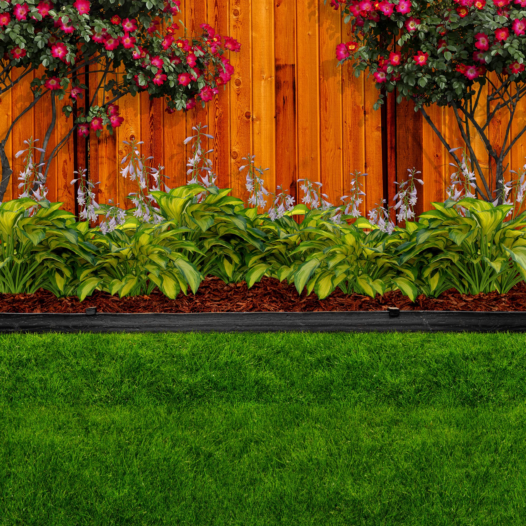 EasyFlex Composite Dig-in Landscape Edging with Anchoring Stakes, 4.5" Straight Top Edging, Garden Edging Border, 40 Foot Kit, Black