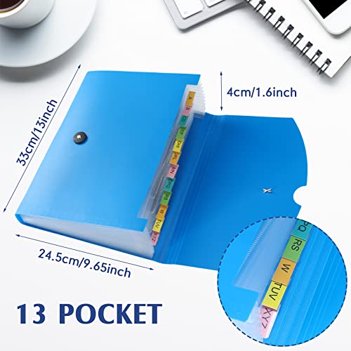 Tinlade 4 Pcs Expanding File Folder Organizer, A4 Letter, Bright Colors, Pocket Style, for School, Office, Home