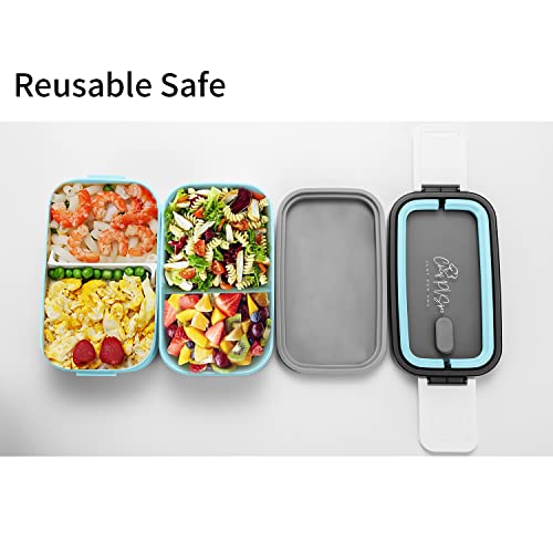 PVSpro JUST FOR YOU Bento Box Set with Insulated Tote, Mug & Cutlery Set, Stackable Bento Box for Lunch, Bento Kit Lunch Box with Handle, Large Bento Lunchbox Container, Japanese Bento (Sky blue)