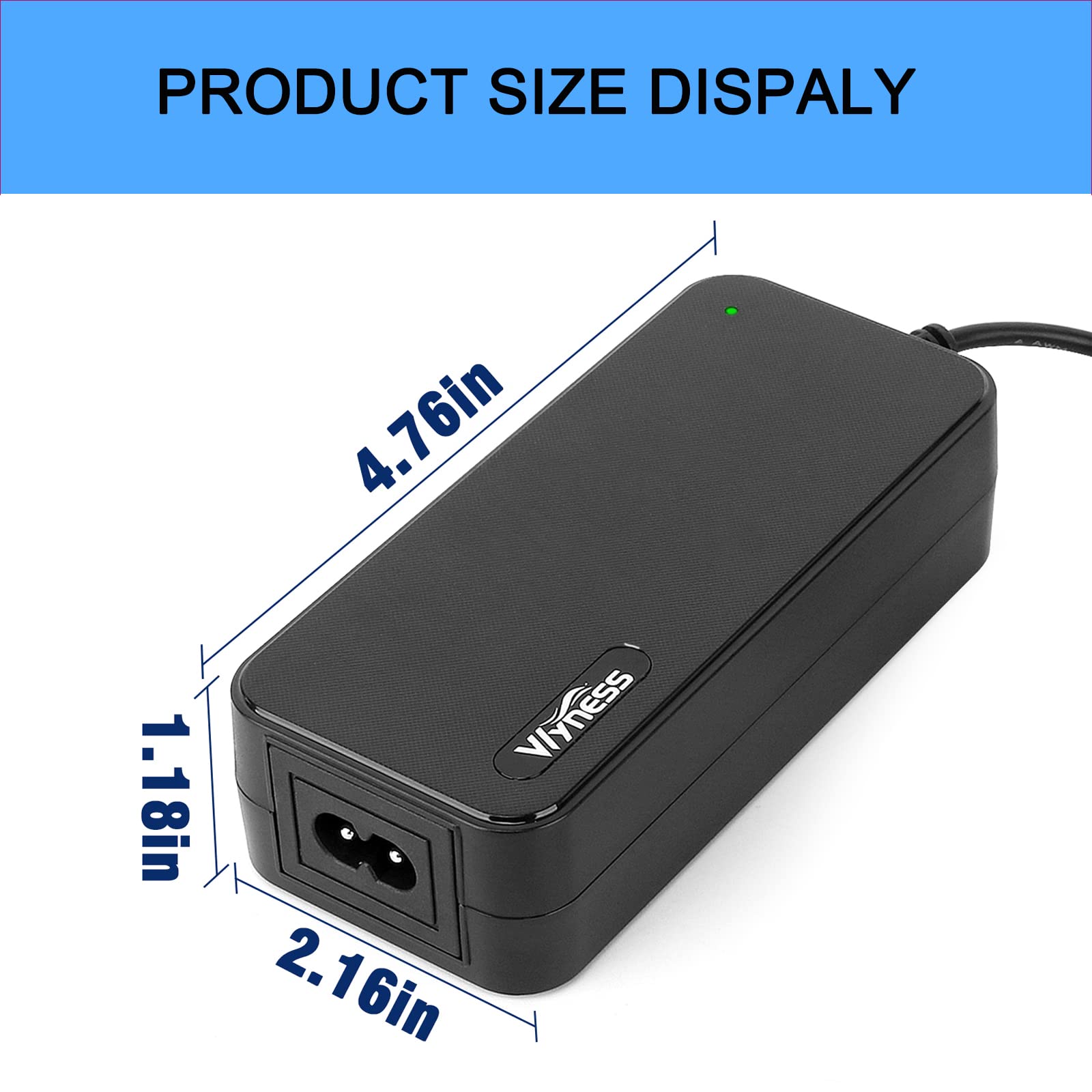 29.4V 2A Battery Charger 3 Plugs Universal Replacement with 5.5mm 1-Prong DC Plug and 8mm & 12mm 3-Prong Connectors