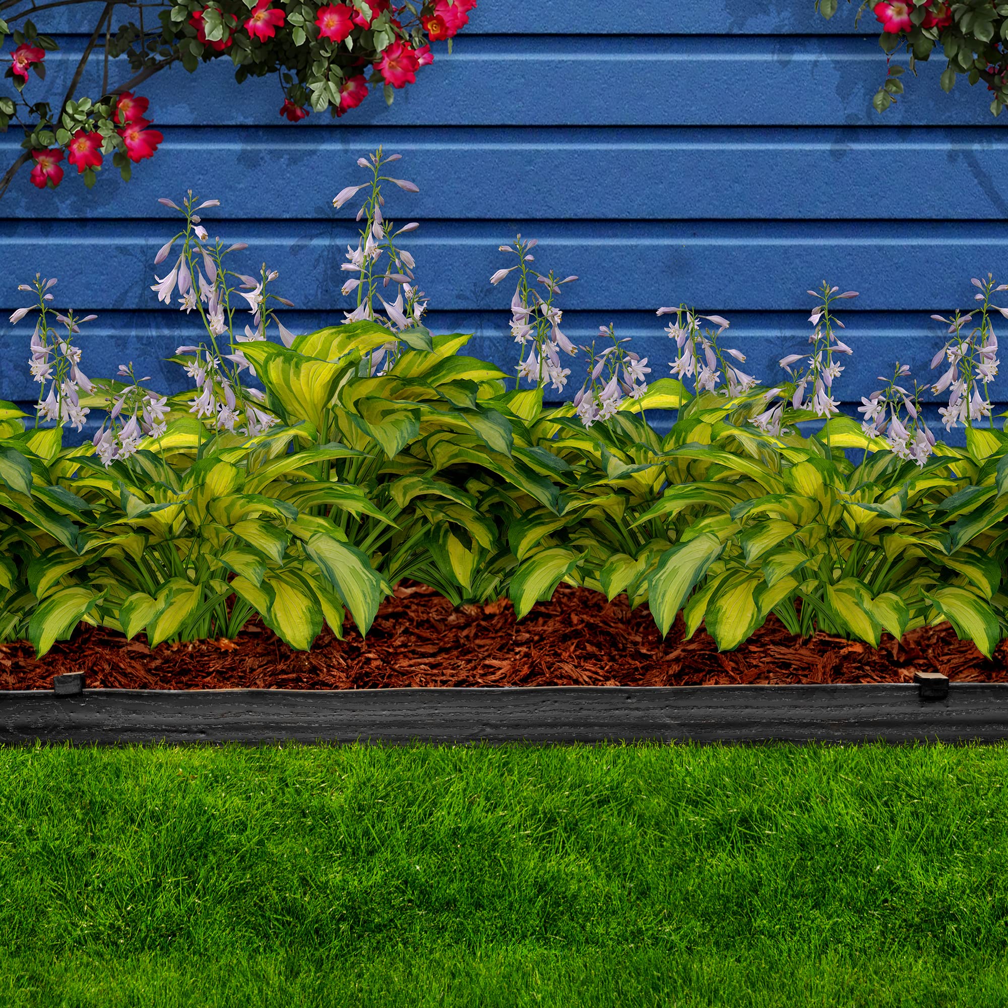 EasyFlex Composite Dig-in Landscape Edging with Anchoring Stakes, 4.5" Straight Top Edging, Garden Edging Border, 40 Foot Kit, Black