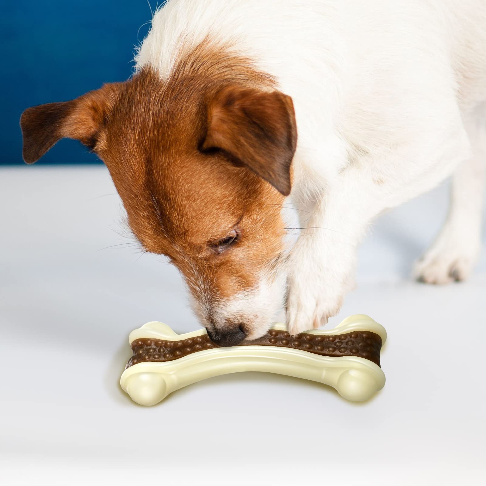 Sosation 3 Pack Chew Toys for Aggressive Chewers, Bone Toys Nylon Beef Flavor Dog Teething Toys for Large/Medium/Small Puppies Breeds(Large, Curved Bone)