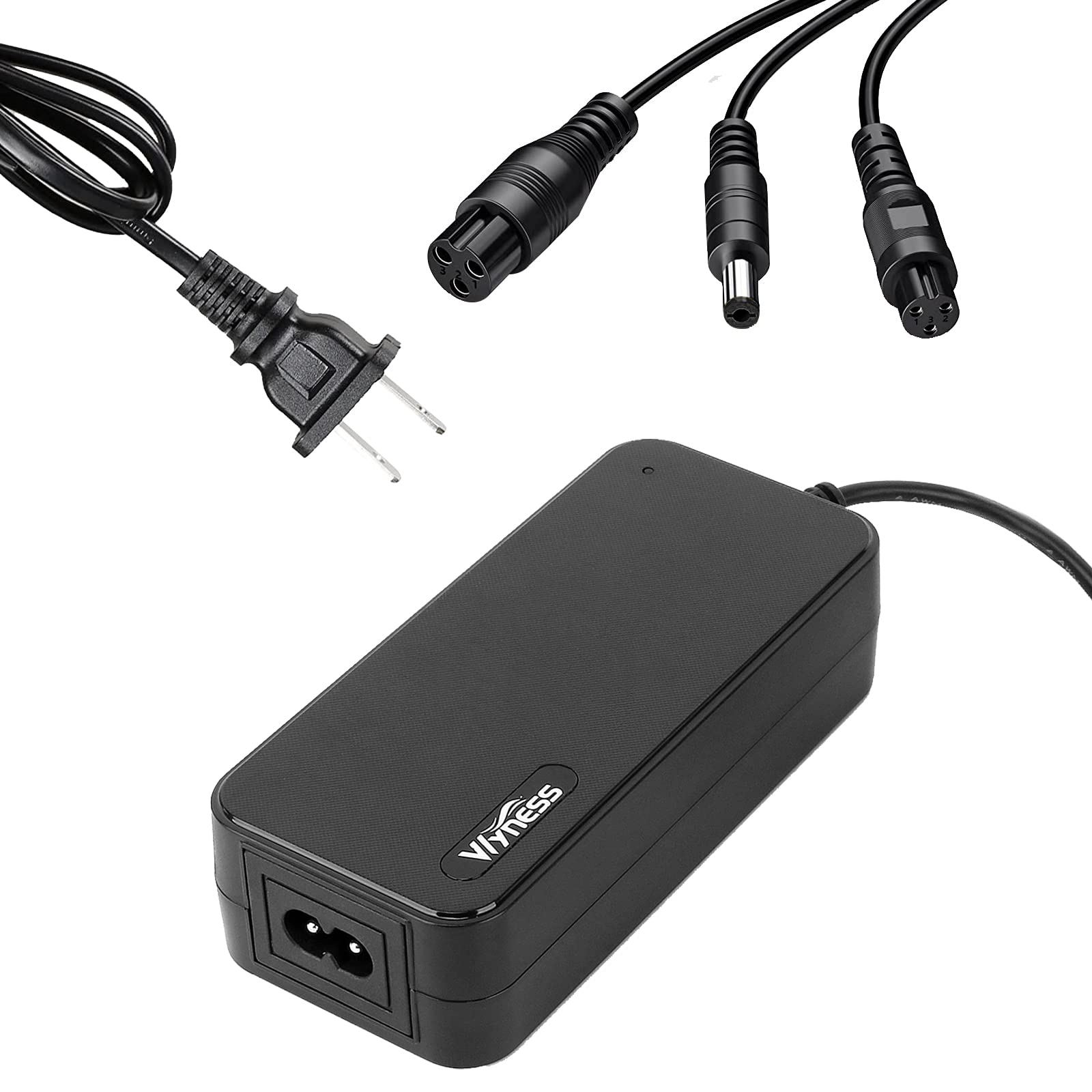 29.4V 2A Battery Charger 3 Plugs Universal Replacement with 5.5mm 1-Prong DC Plug and 8mm & 12mm 3-Prong Connectors