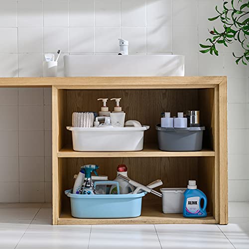 ALINK Large Plastic Shower Caddy Tote, Portable Storage Caddy Basket Organizer with Handle for Dorm, Bathroom, Tool, Garden, Kitchen, Cleaning Supplies β Gray