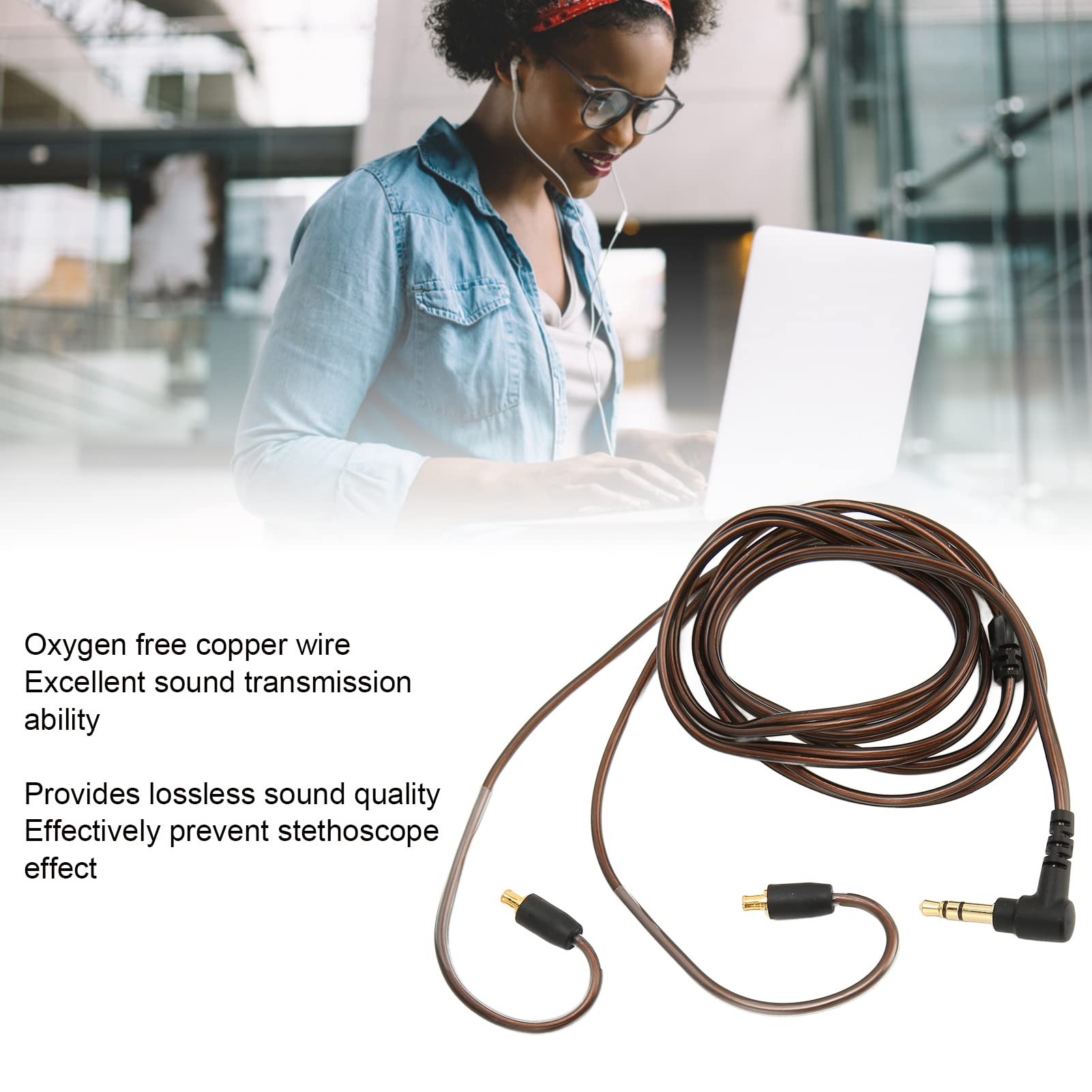 Yoidesu Earphone Upgraded Cable, 3.9ft Replacement Oxygen Free Copper Earbuds Cable 3.5mm Headphone Wire with A2DC Interface for ATH CKS1100 E40 E50 E70 LS200 LS300 LS400 CKR90 CKR100 LS50