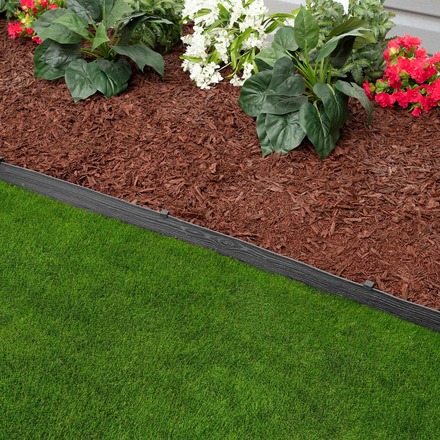 EasyFlex Composite Dig-in Landscape Edging with Anchoring Stakes, 4.5" Straight Top Edging, Garden Edging Border, 40 Foot Kit, Black