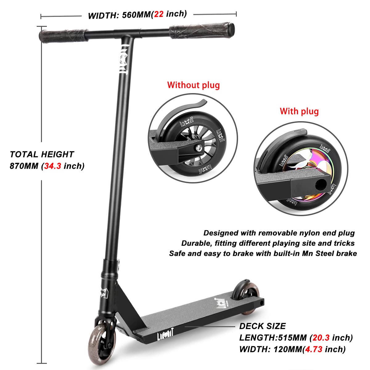 LMT69 Pro Stunt Scooter- Trick Scooter for Teens and Kids 8 Years and Up Boys Girls Freestyle BMX Scooter for Adults Intermediate and Beginner