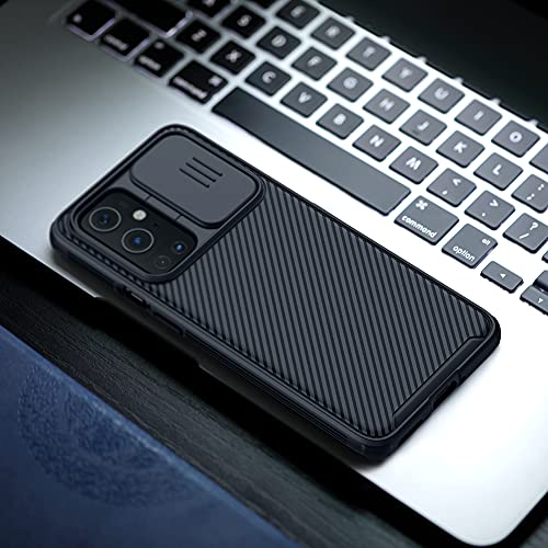 Mangix OnePlus 9 Case with Camera Cover,OnePlus 9 Slim Fit Thin Polycarbonate Protective Shockproof Cover with Slide Camera Cover, Upgraded Case for OnePlus 9 (Black)