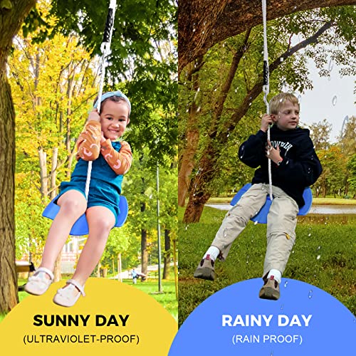 Swings Tree Swing for Kids Outdoor Saucer Swing Set with Curved arc of The Ride Swing,Swing Set-Backyard Swing Seat for Kids with Adjustable Rope (Blue)