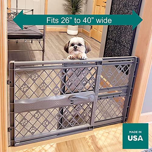 MYPET North States 40β Paws Portable Pet Gate: Made in USA, Expands & Locks in Place with No Tools. Pressure Mount. Fits 26"-40" Wide (23" Tall, Fieldstone)