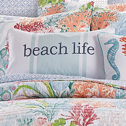Levtex Home - Sunset Bay - Decorative Pillow (12 x 24in.) - Beach - Light Blue, Navy and White