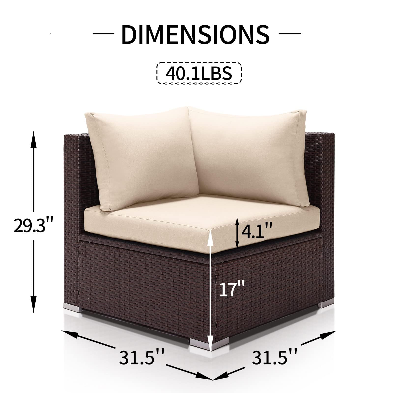 RADIATA Conversation Sets Outdoor Patio Furniture Corner Sofa Set Gray PE Rattan Wicker Conversation Sets (Brown)