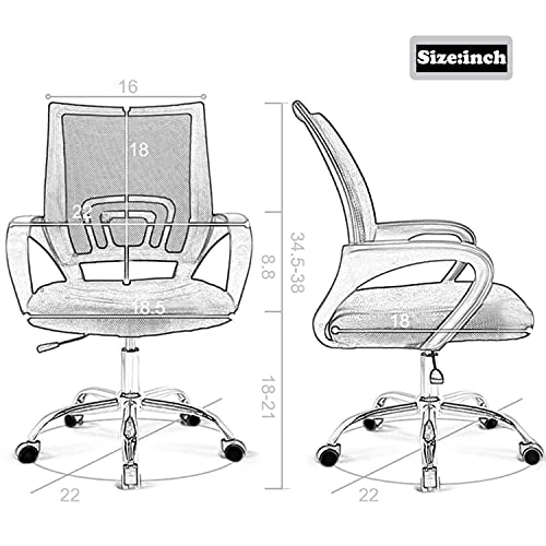 Hkeli, Office Chair Computer Desk Chair Ergonomic Mesh Office with Wheels Back Support Armrest Adjustable Height Rolling Swivel Computer Task Works Chair for Women Men, Black