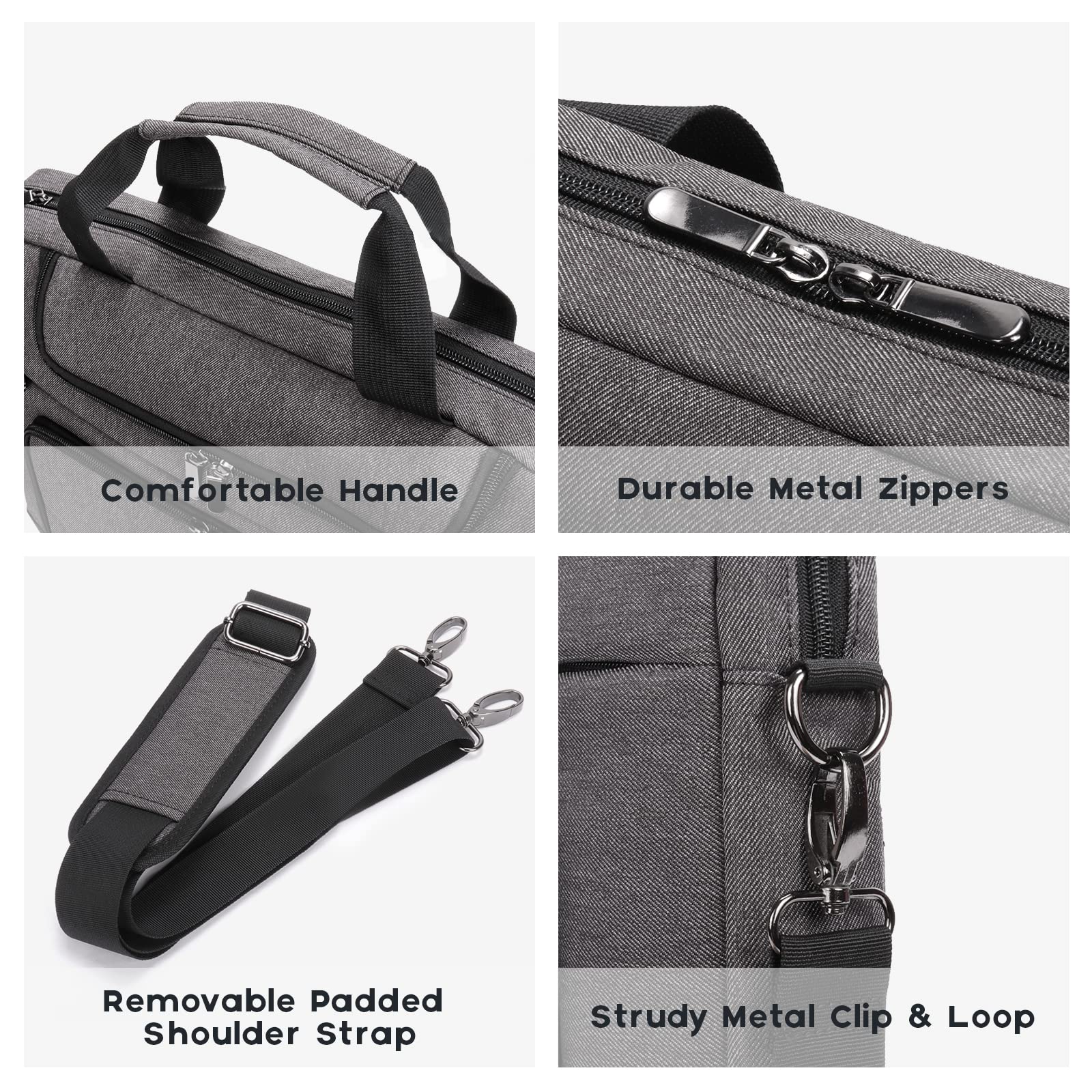 BERTASCHE Laptop Bag 13.4-inch, Grey, Padded Laptop Compartment, Adjustable Shoulder Strap, Organized Interior