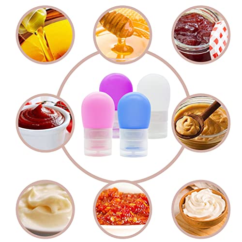 TACYKIBD 4Pcs Squeeze Salad Dressing Bottles, Portable Bulb Sauce Condiment Bottles with 2Pcs Cleaning Brush and Food Storage Condiment Bottles, Leakproof Dressing to Go for Lunch (1.3oz, 38ML)