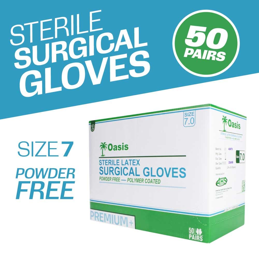 Generic Powder Free Latex Surgical Gloves, Size 7, 50 Pair/Box