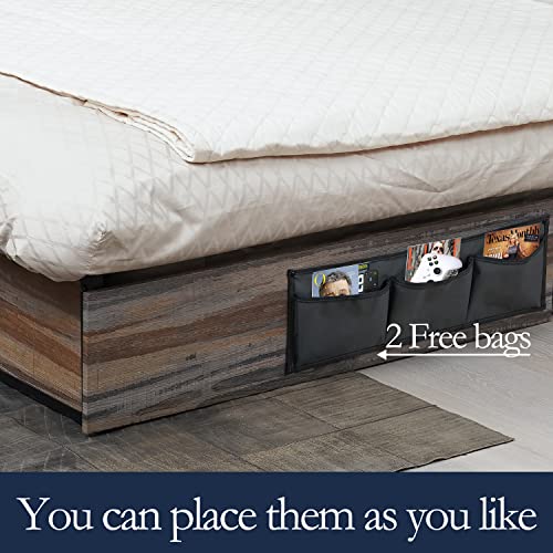 ARTETHYS Queen Led Bed Frame with 4 Storage Drawers, Wood Bed Frame with 2-Tires Storage Headboard and Charging Station, Metal Platform Bed with 2 Free Storage Bags, Noise-Free, No Box Spring Needed