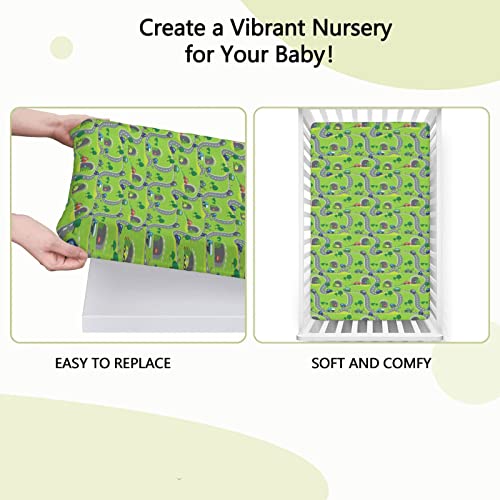 Car Race Track Themed Fitted Crib Sheet,Standard Crib Mattress Fitted Sheet Ultra Soft Material-Baby Sheet for Boys Girls, 28β x52β,Multicolor