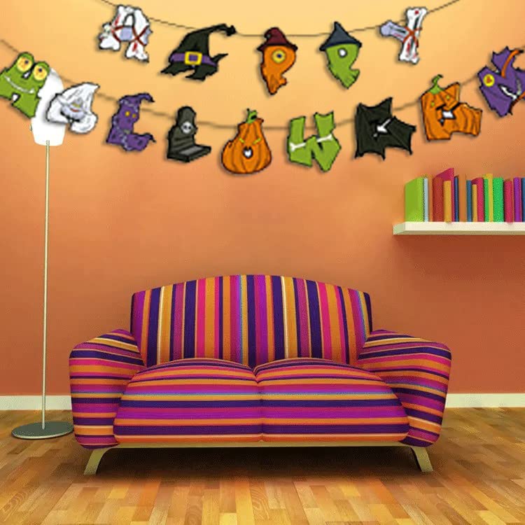 Halloween Party Balloons Decorations Purple Black Orange Green Balloons Halloween Spider Webs Halloween Party Banners