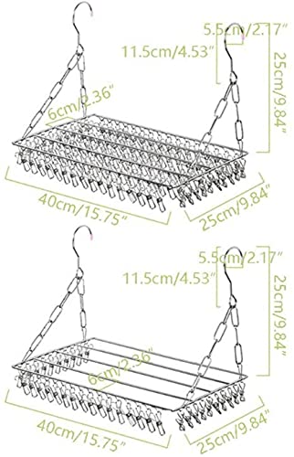 ZyHMW Clothes Airer Balcony Folding Shoe Drying Rack Clothes Airer Stainless Steel Laundry Hook Clip, Clothes Airer (No. of Pegs : 100) (Size : 36)