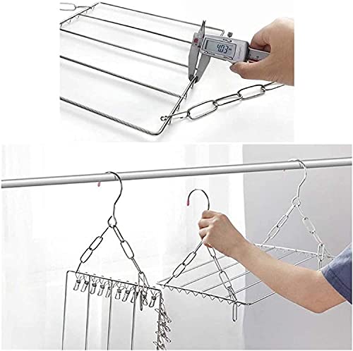 ZyHMW Clothes Airer Balcony Folding Shoe Drying Rack Clothes Airer Stainless Steel Laundry Hook Clip, Clothes Airer (No. of Pegs : 100) (Size : 36)