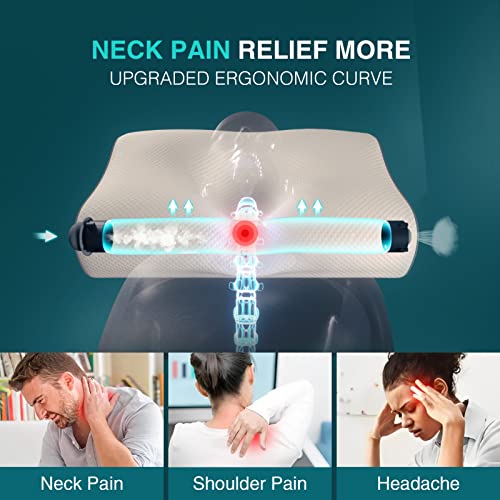 willai Cervical Pillow for Neck Pain,Adjustable Neck Support Pillow with Inflatable Tube,Contour Orthopedic Neck Pillows for Sleeping,Best Firm Memory Foam Pillow for Side Back Sleepers.