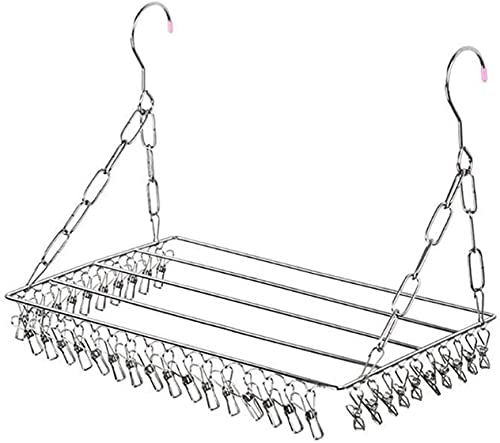 ZyHMW Clothes Airer Balcony Folding Shoe Drying Rack Clothes Airer Stainless Steel Laundry Hook Clip, Clothes Airer (No. of Pegs : 100) (Size : 36)