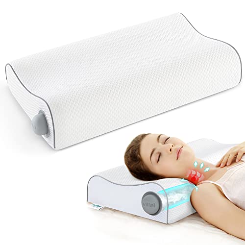 willai Cervical Pillow for Neck Pain,Adjustable Neck Support Pillow with Inflatable Tube,Contour Orthopedic Neck Pillows for Sleeping,Best Firm Memory Foam Pillow for Side Back Sleepers.