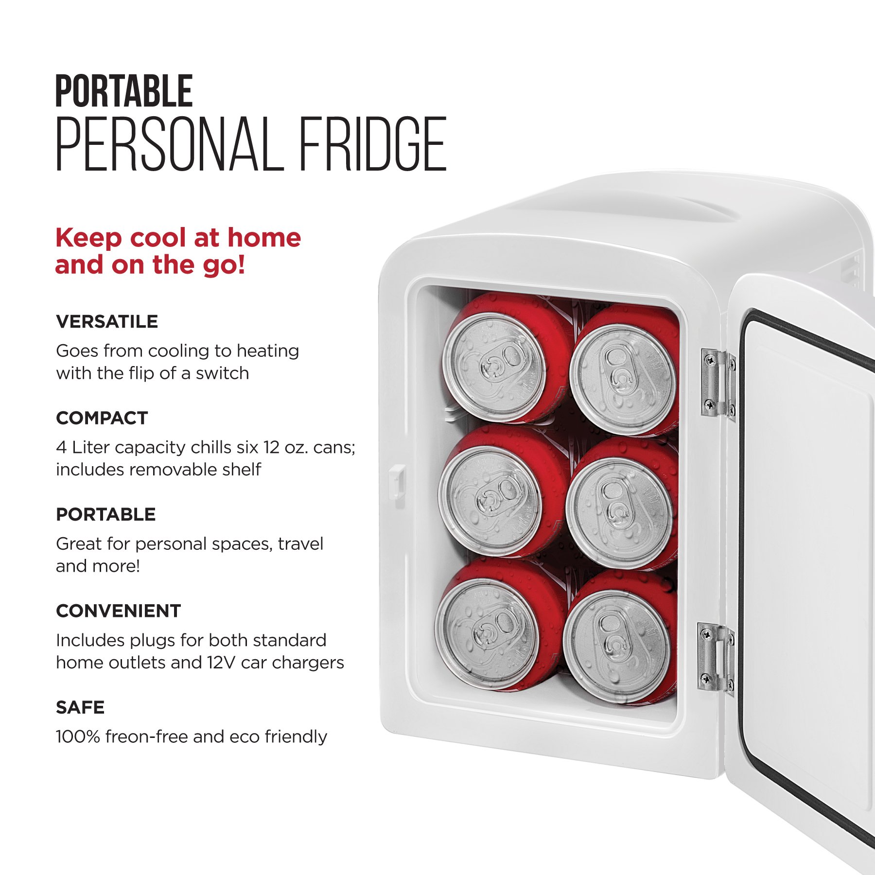 Chefman Mini Portable White Personal Fridge Cools Or Heats & Provides Compact Storage For Skincare, Snacks & Medela Breastmilk Storage Bags, 50 Count (Pack of 1)
