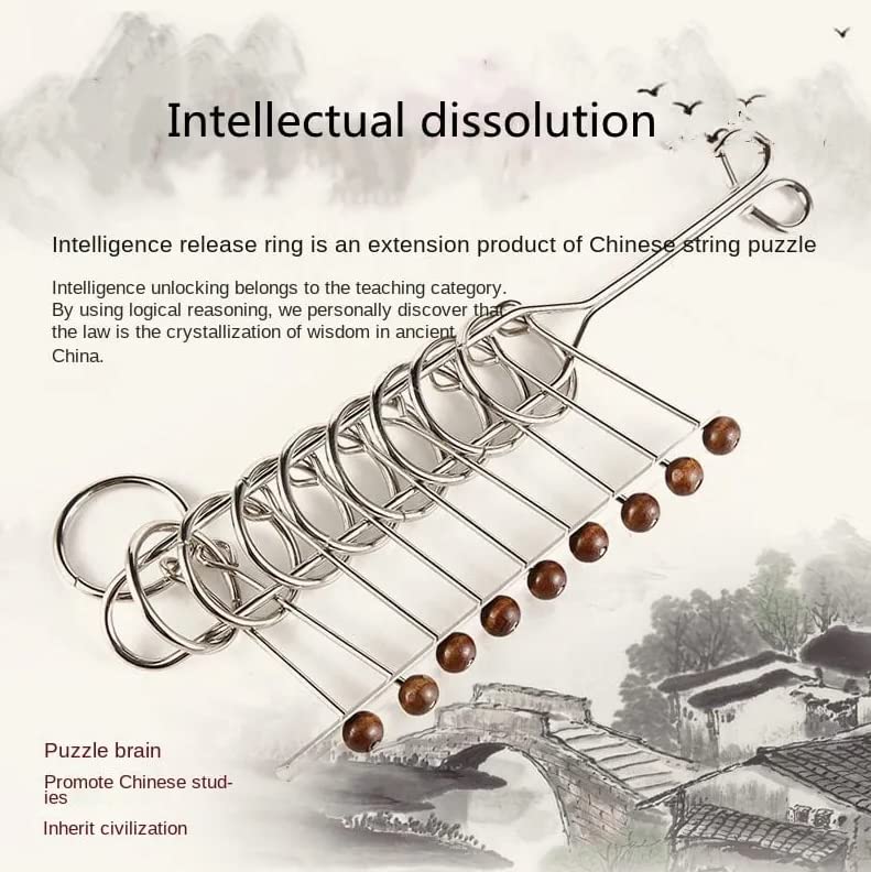 Luban Lock Educational Intellectual Toys, Traditional Brain Teaser, Classical Puzzle Magic Toy, Mind, IQ, and Logic Test and Handheld Disentanglement Games for Kids Teens and Adults. (B)