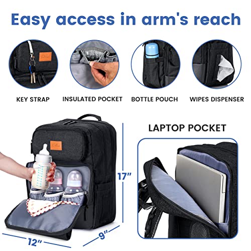 PILLANI Baby Diaper Bag Backpack - Large Travel Diaper Bags with Changing Pad - Newborn Essentials, Baby Registry Search, Shower Gifts