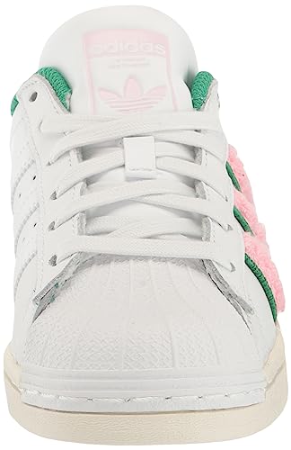 adidas Women's Superstar Sneaker, White/Clear Pink/Semi Court Green, 9.5 Narrow