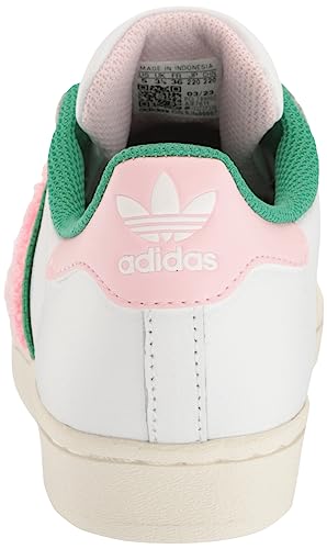 adidas Women's Superstar Sneaker, White/Clear Pink/Semi Court Green, 9.5 Narrow