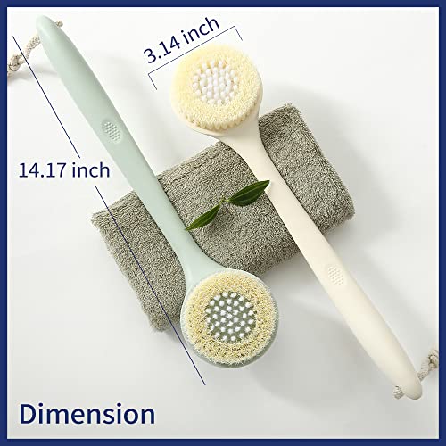 KUMBAZZ Back Brush Long Handle for Shower - Never Mold Bath Back Brush Back Scrubber for Shower,Wet or Dry Brushing,Shower Brush for Men & Women (Green)