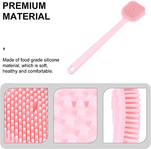 ZCX Body Brushes Silicone Bath Brush, Soft Bristles Body Shower Brush Back Brush Scrubber with Long Handle for Shower Body Brushes (Color : Pink)