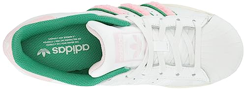 adidas Women's Superstar Sneaker, White/Clear Pink/Semi Court Green, 9.5 Narrow