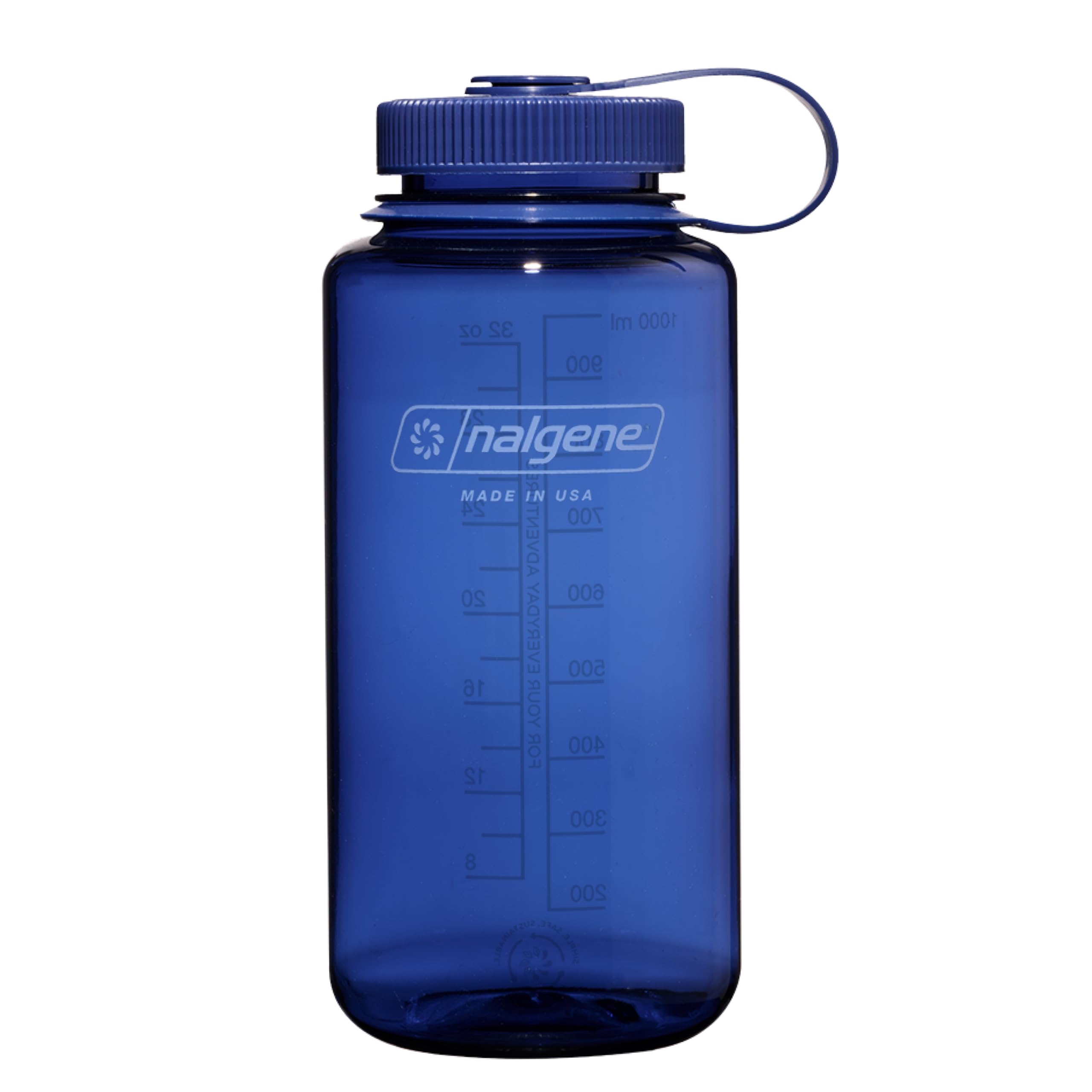 Nalgene Water Bottle Monochrome Collection - BPA Free Water Bottle Made from Recycled Materials - Reusable Water Bottle for Backpacking, Hiking, Gym - Shatterproof Water Bottle - 32 oz - Denim