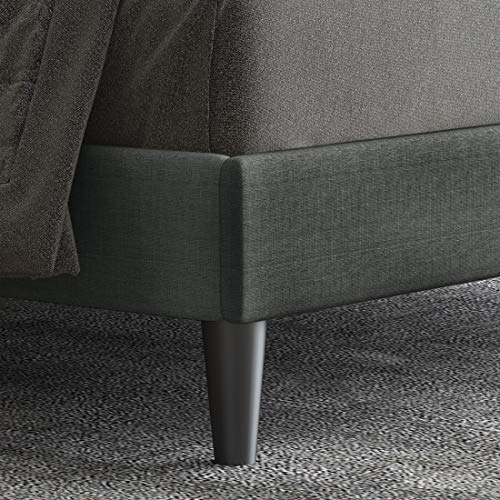 Allewie King Size Platform Bed Frame/Fabric Upholstered Bed Frame with Diamond Button Tufted Headboard/Adjustable Headboard/Wood Slat Support/Mattress Foundation/Dark Grey (King)