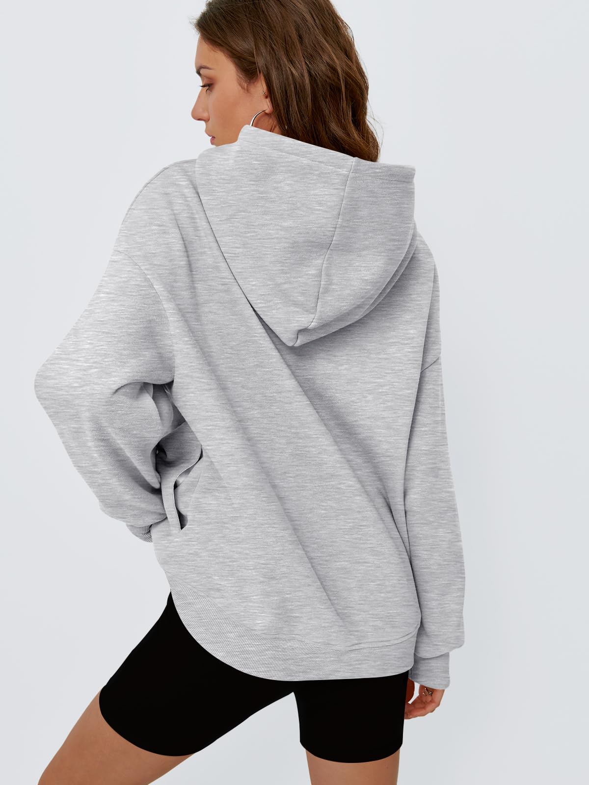 Trendy Queen Womens Oversized Hoodies Fleece Hooded Sweatshirts Comfy Casual Pullover Fall Winter Outfits Long Sleeve Tops Grey M