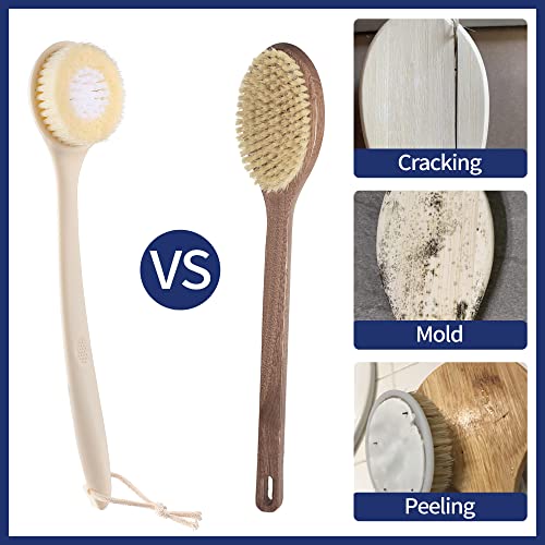 KUMBAZZ Back Brush Long Handle for Shower - Never Mold Bath Back Brush Back Scrubber for Shower,Wet or Dry Brushing,Shower Brush for Men & Women (Green)