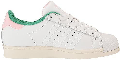adidas Women's Superstar Sneaker, White/Clear Pink/Semi Court Green, 9.5 Narrow