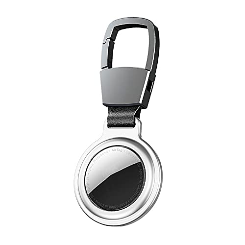 JIML Aluminum Alloy Magneto Airtags Case Keychain Holder Anti-Loss airtags Cover Locator Tracker Finder Case Cover for Air Tags (Silver)