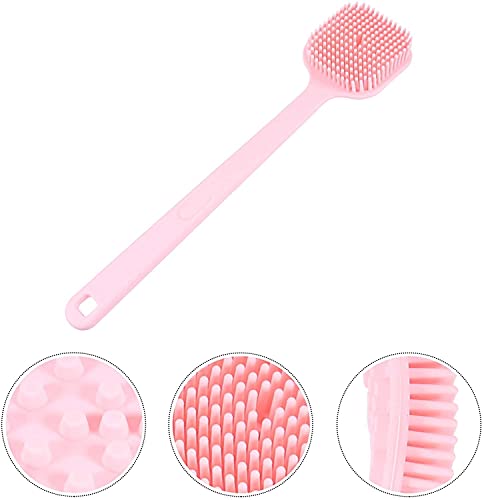ZCX Body Brushes Silicone Bath Brush, Soft Bristles Body Shower Brush Back Brush Scrubber with Long Handle for Shower Body Brushes (Color : Pink)