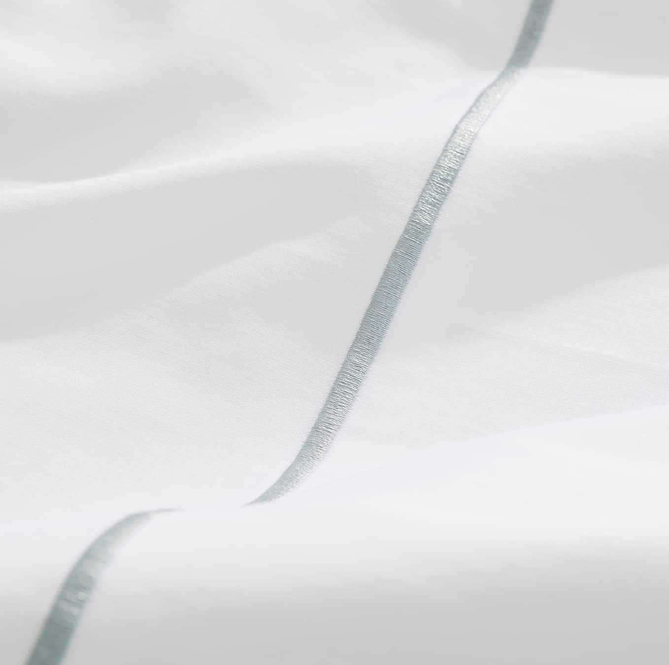 BOLL & BRANCH Signature Embroidered Pillowcase Set - King, White/Shore - Soft, Luxury 100% Organic Cotton - 2 Pillowcases - Hand-Finished Embroidery