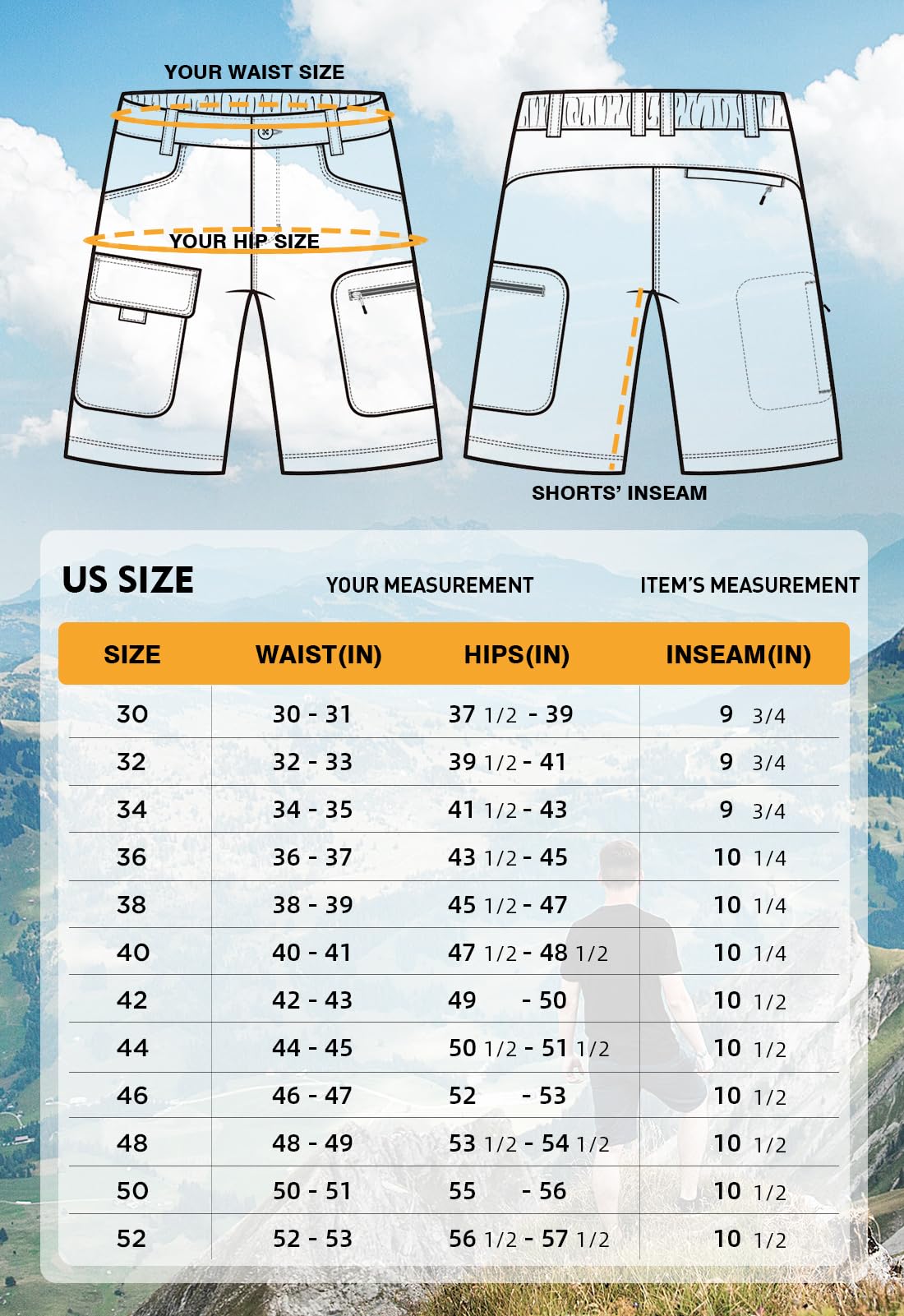 Hiauspor Men's Hiking Cargo Shorts 9"/10" Quick Dry Lightweight Waterproof for Golf Tactical Fishing Casual with 6 Pockets (Black, 38)