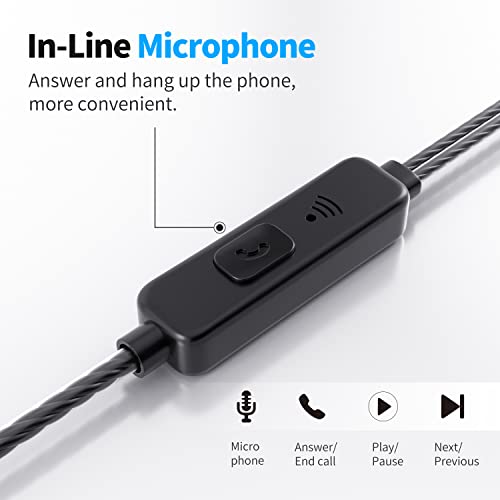 Earbuds Wired with Microphone Pack of 5, Noise Isolating in-Ear Headphones, Powerful Heavy Bass, High Definition, Earphones Compatible with iPhone, iPod, iPad, MP3, Samsung, and Most 3.5mm Jack