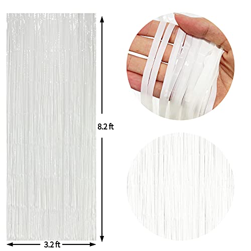 3 Pack Foil Fringe Backdrop Curtains Party Decoration - Tinsel Party Door Fringe Curtain Backdrop for Birthday Bachelorette Party Engagement Graduation Decoration (Sequins Light Blue)