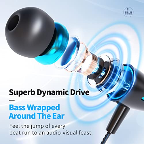 Earbuds Wired with Microphone Pack of 5, Noise Isolating in-Ear Headphones, Powerful Heavy Bass, High Definition, Earphones Compatible with iPhone, iPod, iPad, MP3, Samsung, and Most 3.5mm Jack