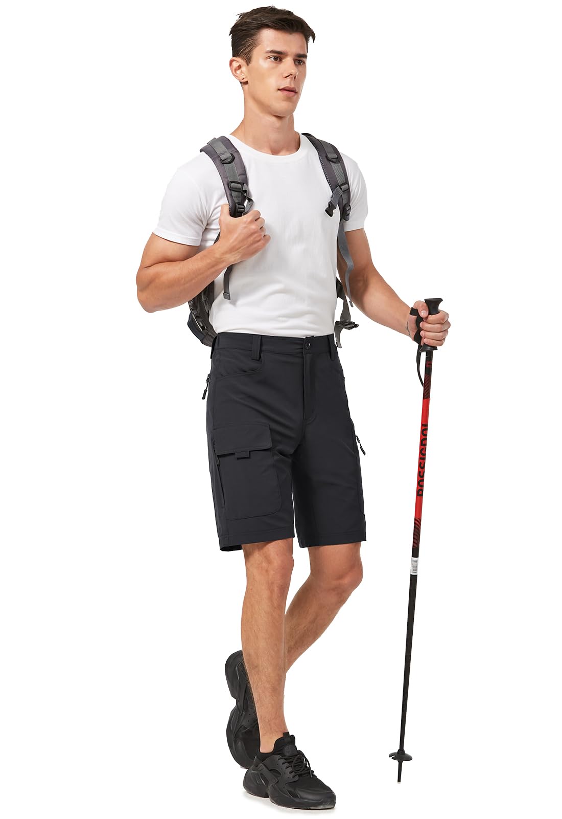 Hiauspor Men's Hiking Cargo Shorts 9"/10" Quick Dry Lightweight Waterproof for Golf Tactical Fishing Casual with 6 Pockets (Black, 38)