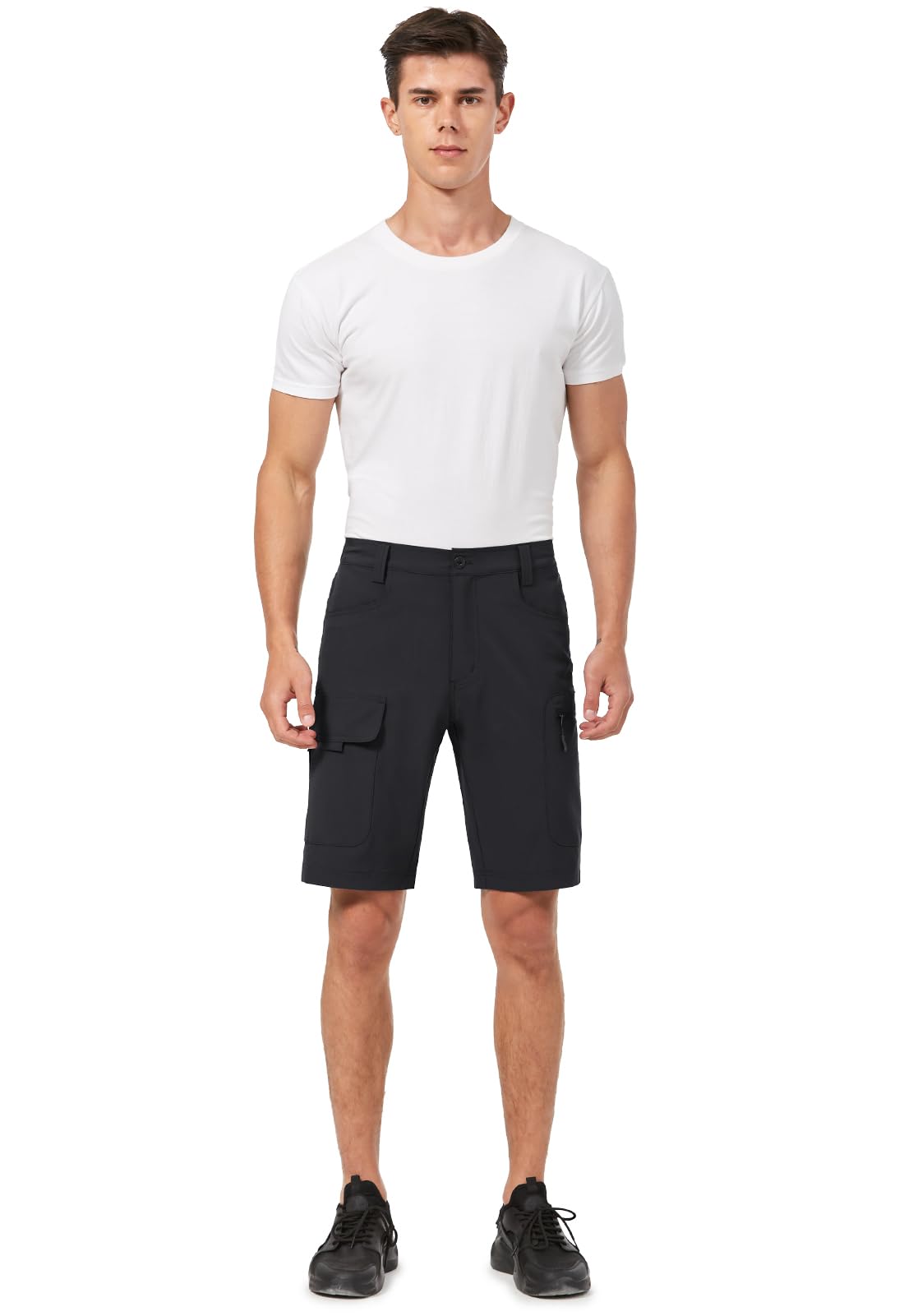 Hiauspor Men's Hiking Cargo Shorts 9"/10" Quick Dry Lightweight Waterproof for Golf Tactical Fishing Casual with 6 Pockets (Black, 38)